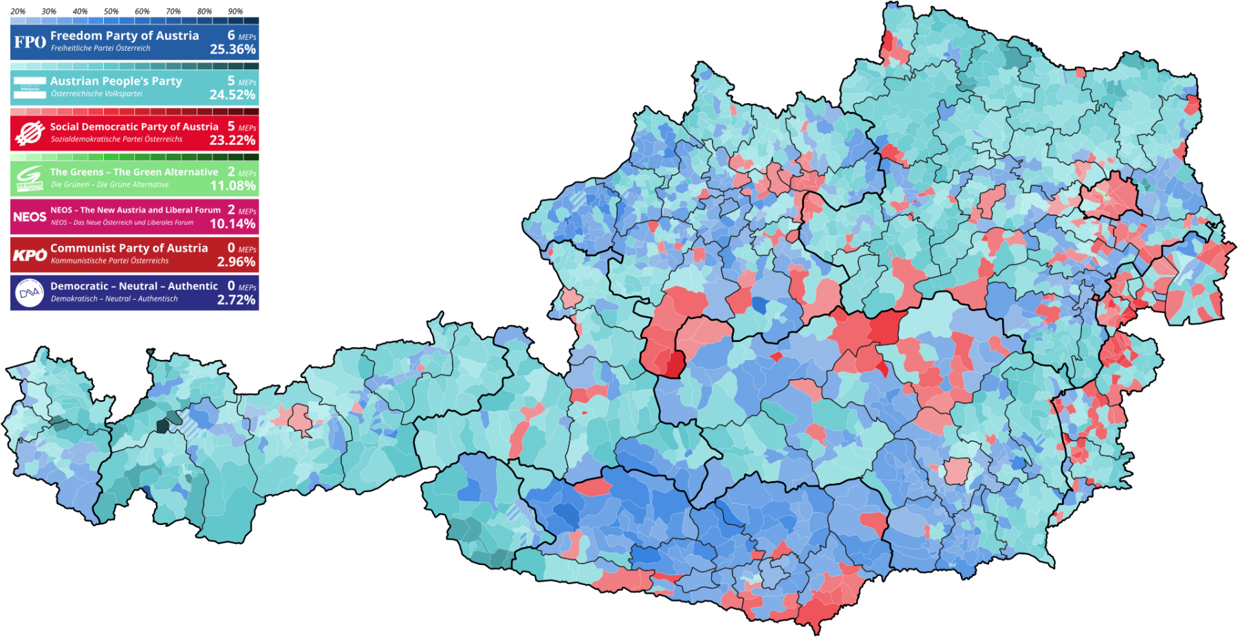 Austria. European Parliament Election 2024 - Electoral Geography 2.0
